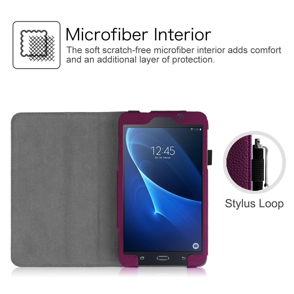 Fintie Folio Case for Samsung Galaxy Tab A 7.0 - Premium Vegan Leather Slim Fit Folio Stand Cover for Samsung Galaxy Tab A 7.0 Tablet 2016 Release (SM-T280/SM-T285), Purple
