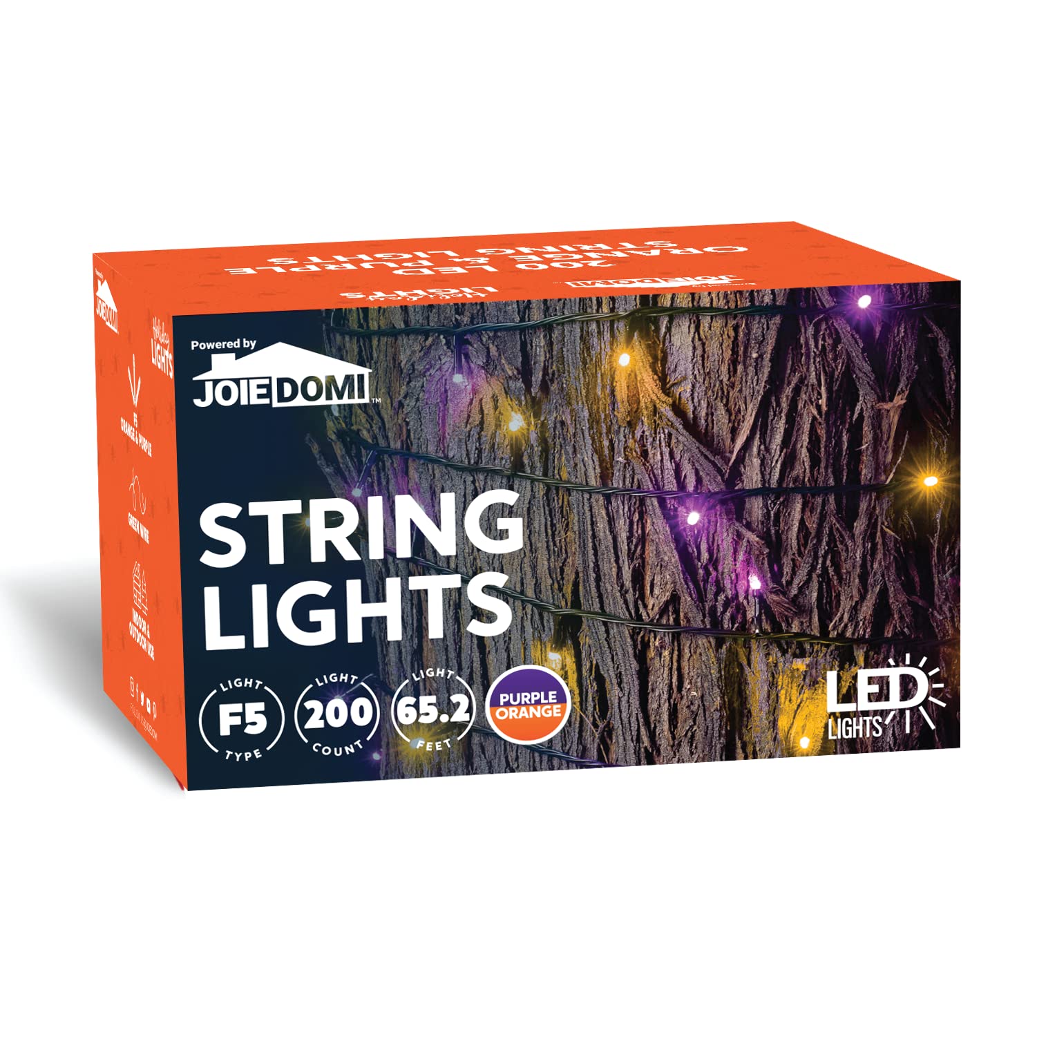 Joiedomi 300 LED Orange & Purple Halloween String Lights with 8 Modes 98.1FT Green Wire for Indoor Outdoor Holiday Décor Halloween Event Decoration, Tree, Eaves, Haunted House Theme Party