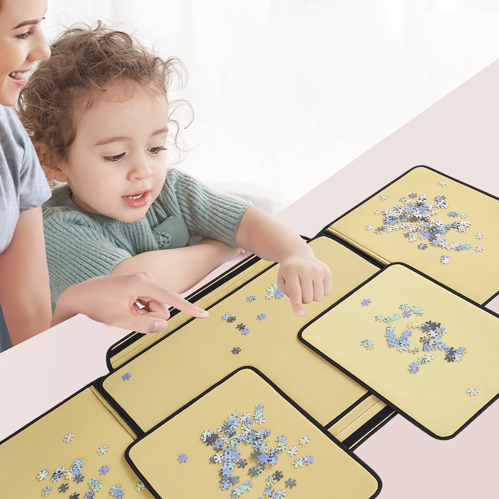 Jomtien 1500 Pieces Puzzle Board, Portable Puzzle Board, Jigsaw Puzzle Table Board,Puzzle mat with Sorting Tray, Non-Slip Surface,Puzzle Accessories Puzzle Storage