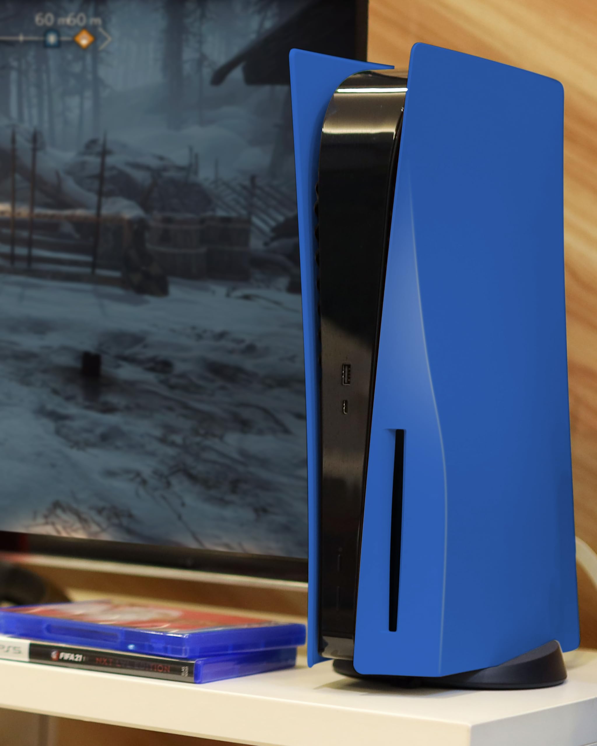 Joso Faceplate for PS5 Disc Edition, Anti-Scratch Dustproof Case Replacement, Cover Skin Fit for PS5 Console (CD-ROM), Plates for PS5 Accessories, Easy Installation - Blue