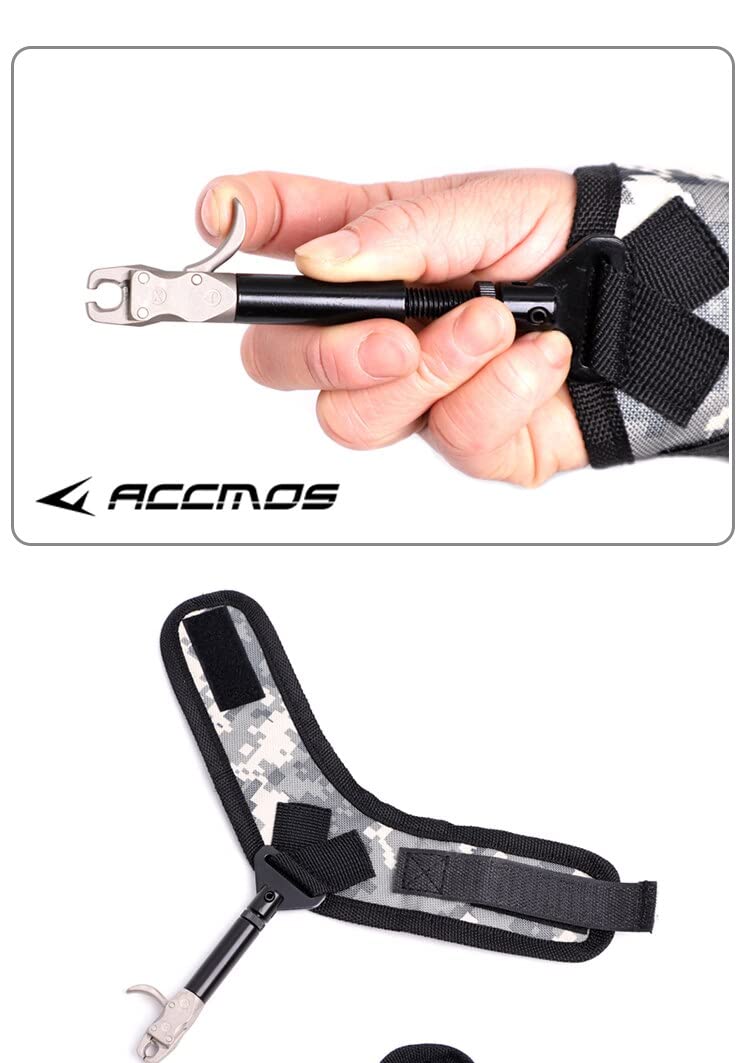 ACCMOS Archery Bow Releases with Adjustable Strap for Shooting Practice W/Trigger Wrist Strap Steel Calip