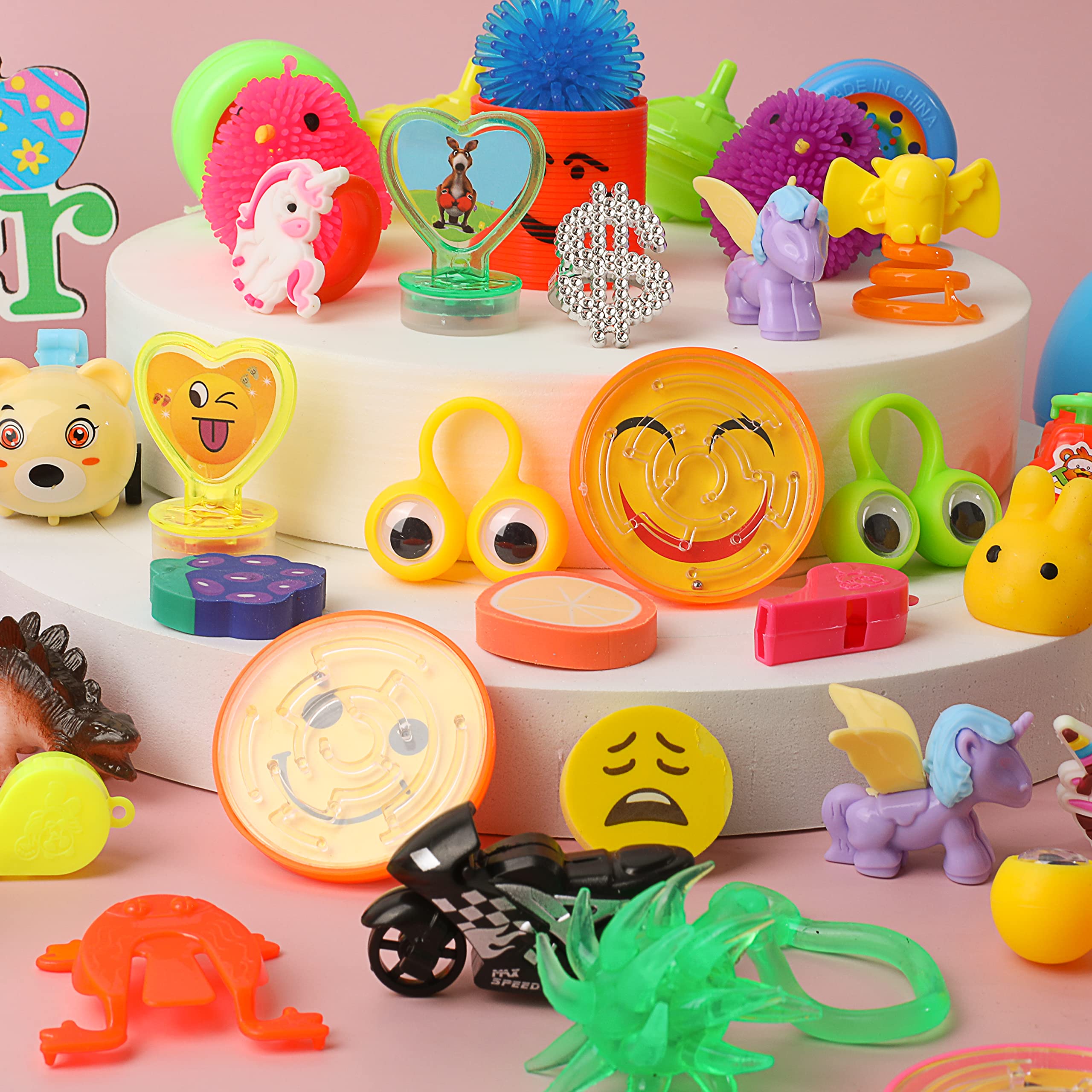 JOYIN 144 Pcs Prefilled Easter Eggs with Toys Plus Stickers Inside, Stuffed Toys for Easter Eggs Hunt, Basket Stuffers/Fillers, Party Favor, Classroom Prize Supplies