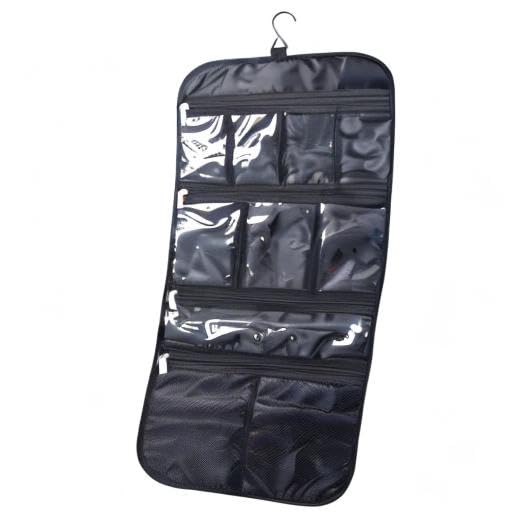 Freegrace Premium Hanging Toiletry Travel Bag - Cosmetic, Jewelry, Toiletry & Accessory Storage Organizer Bag, Large Size, Various Compartments (Black)