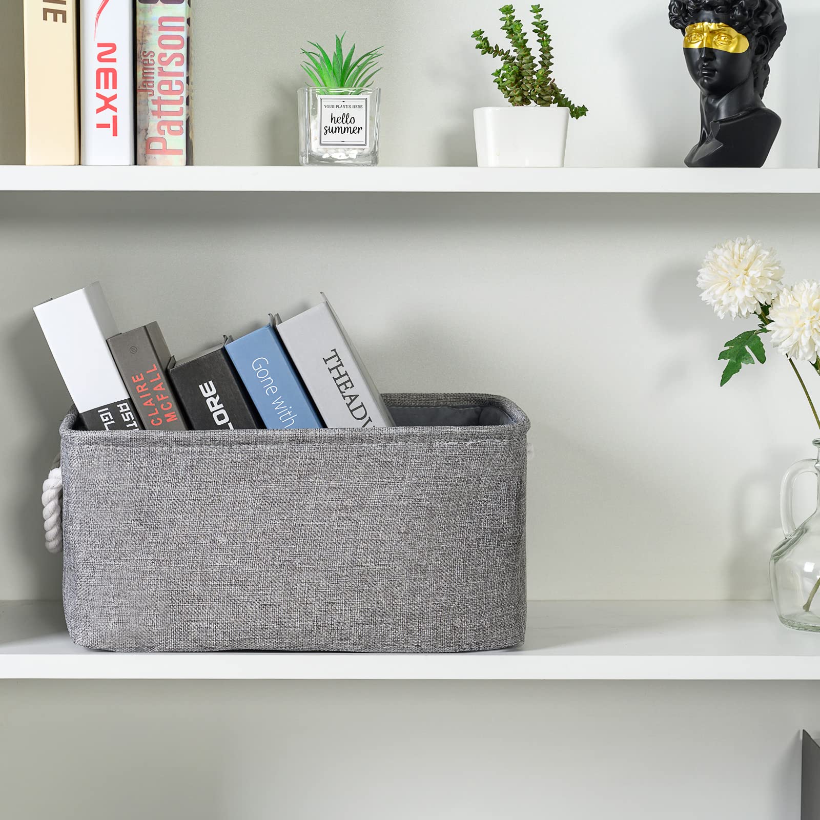 TheWarmHome Large Storage Bins Basket, 2 Pack Grey Fabric Storage Cubes for Changing Table Nursery Livingroom Kidsroom Playroom Toy, Collapsible Storage Baskets for organizing Shelves Closet