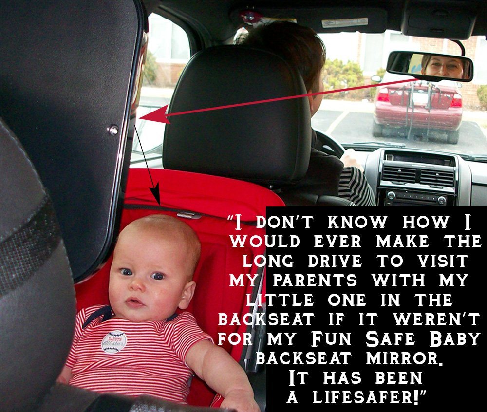 Fun Safe Baby Safety and Comfort Pack, Backseat Mirror for Rear Facing Car Seat and 2 Sunshades