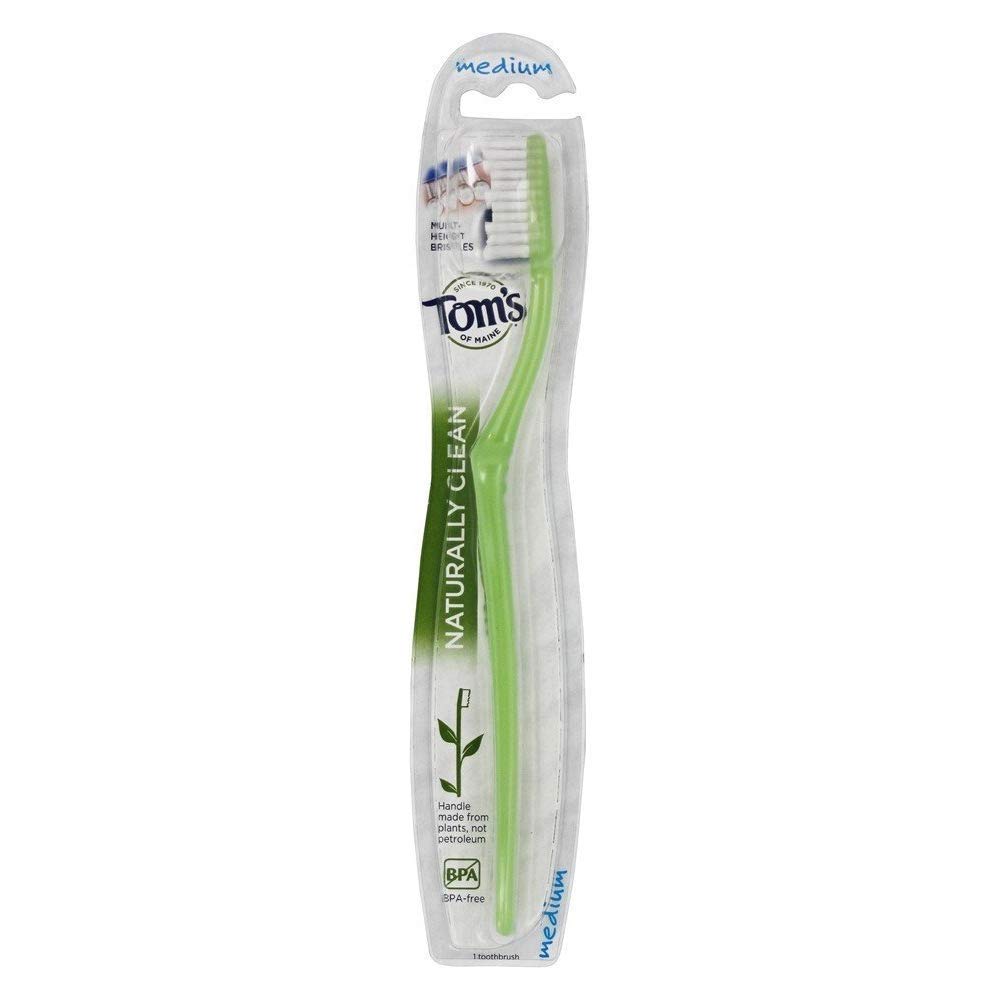 Tom's of Maine Toothbrush Naturally Clean, Medium 1 ea (Pack of 2)