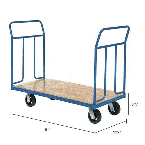 Global Industrial Wood Deck Platform Truck w/Removable Handles, 2400 Lb. Capacity, 6" Mold-On Rubber Wheels