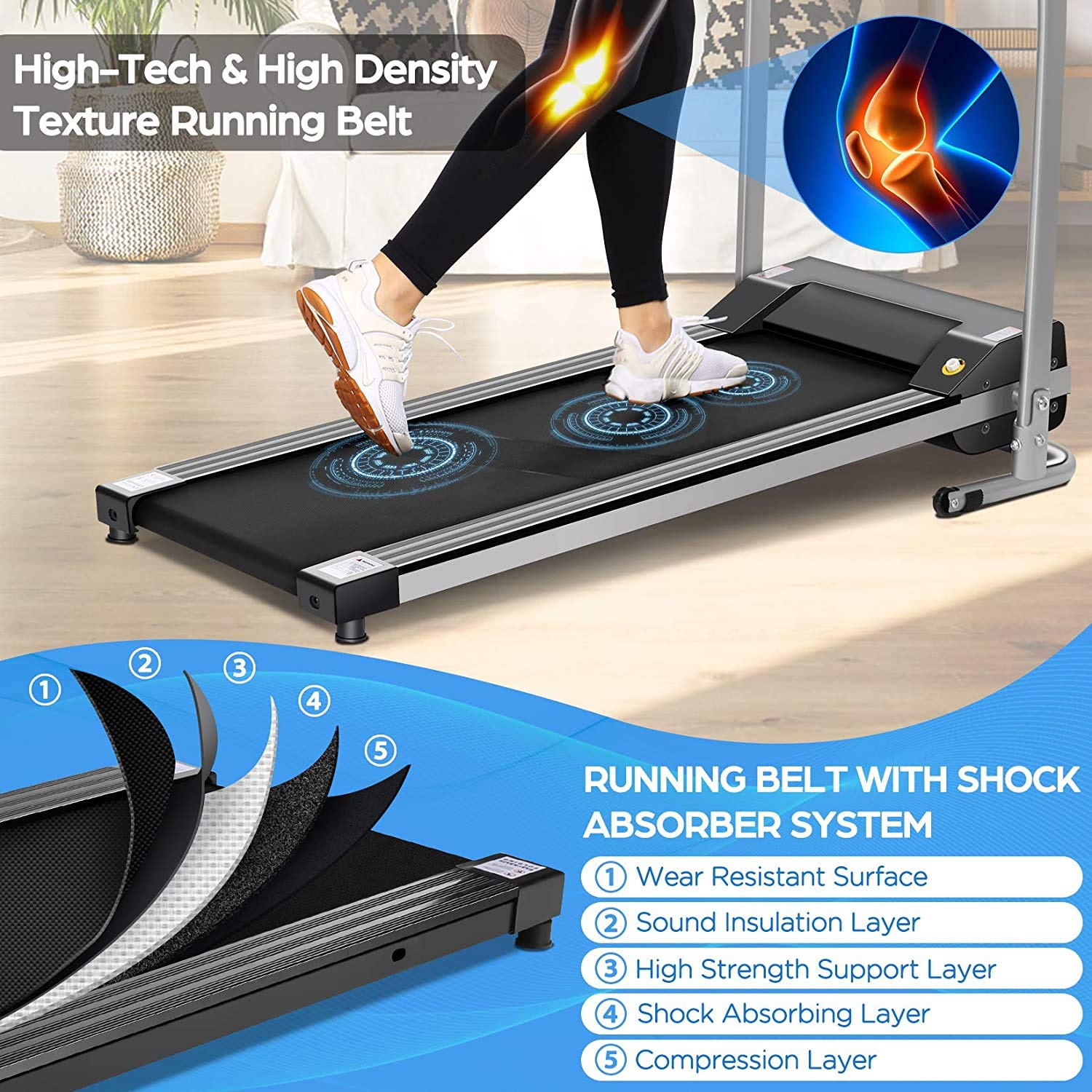 Aceshin Folding Treadmill for Home Gym Electric Compact Treadmills Foldable Walking Jogging Running Machine with LCD Monitor,Pulse Grip and 12 Preset Program Space Saving Installation-Free, Orange