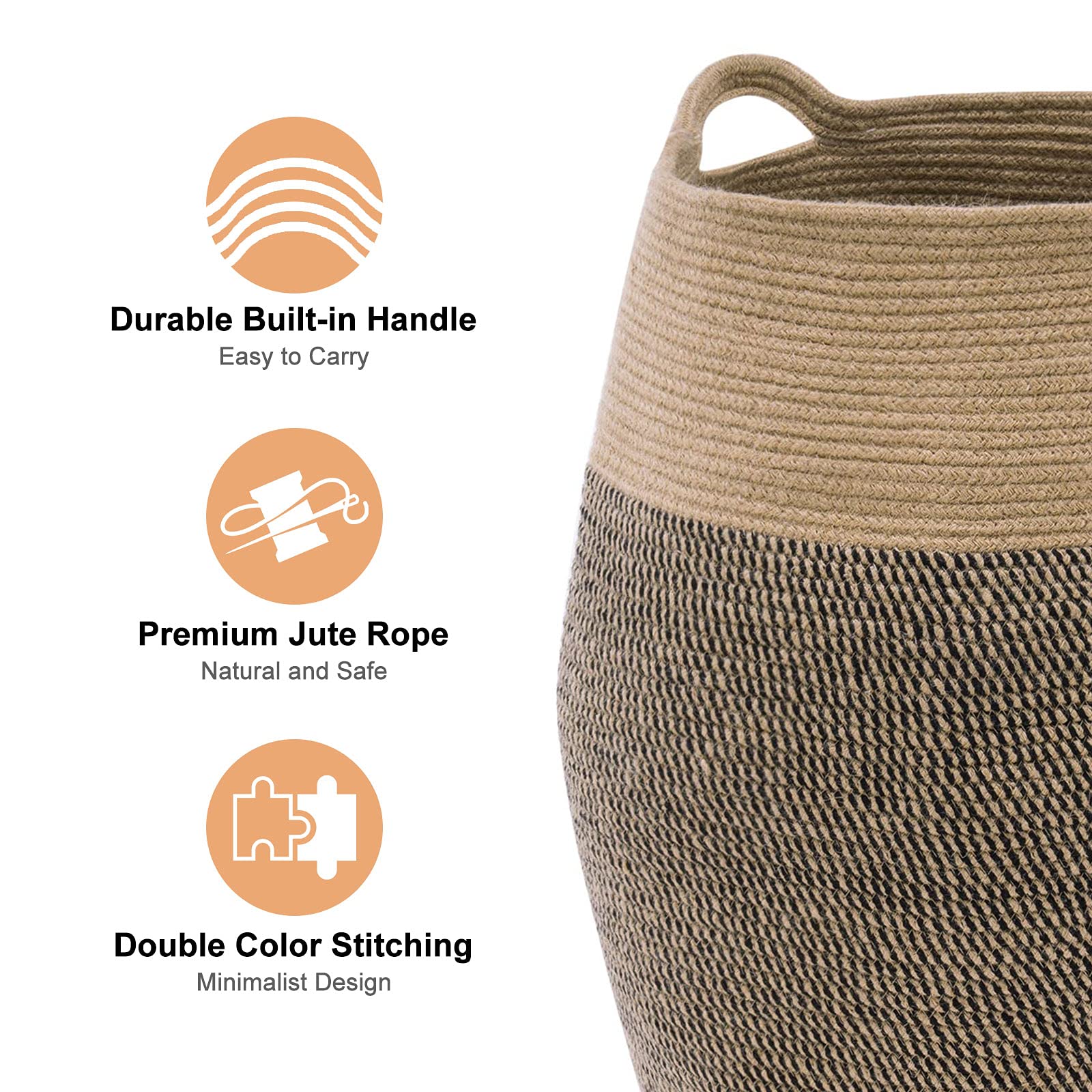 Cotton Rope Laundry Hamper by YOUDENOVA, 105L - Woven Collapsible Laundry Basket - Clothes Storage Basket for Blankets, Laundry Room Organizing, Bedroom Storage, Clothes Hamper β Dark Brown