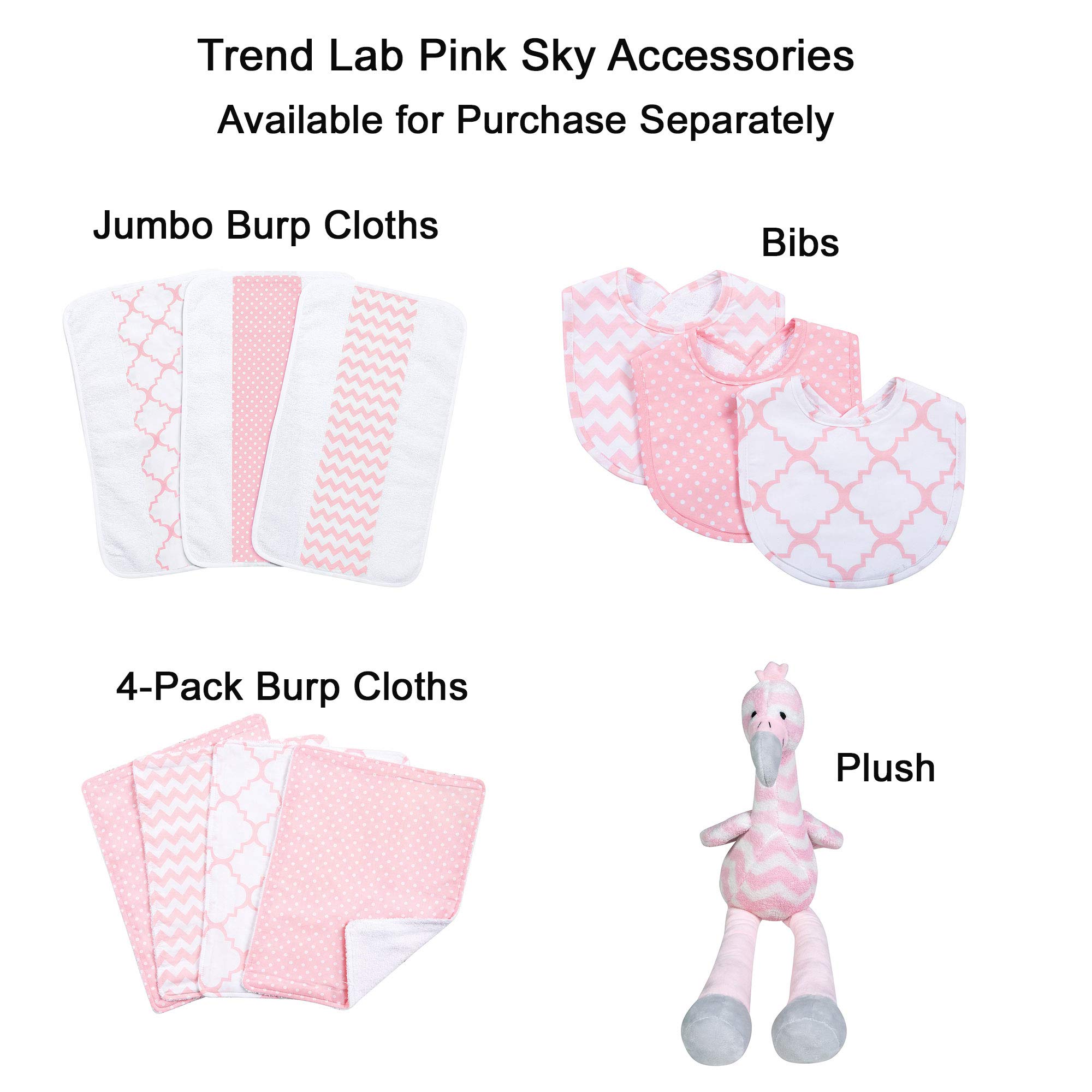 Trend Lab Pinky Sky 3 Piece Crib Bedding Set, Can Be Used As A Blanket Or A Playmat for Tummy Time, Includes Quilt, Fitted Crib Sheet and Skirt