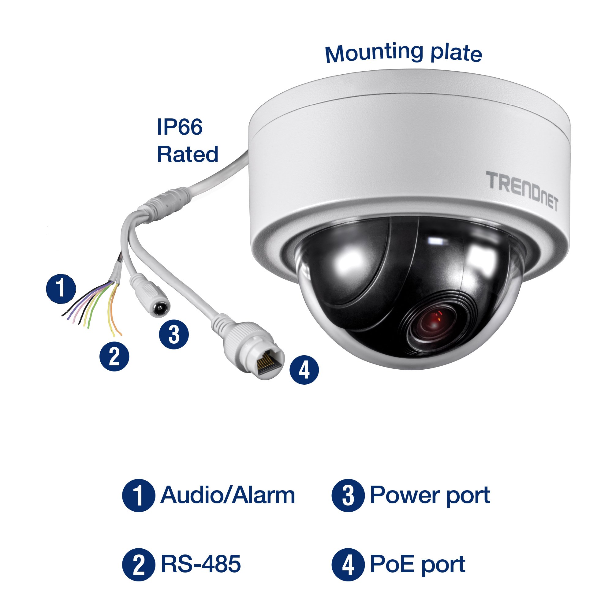 TRENDnet Indoor/Outdoor 3MP Motorized PTZ Dome Network Camera, 4X Optical Zoom, 16x Digital Zoom, Autofocus, IP66 Housing, Free iOS and Android Mobile apps, ONVIF Profile S, TV-IP420P