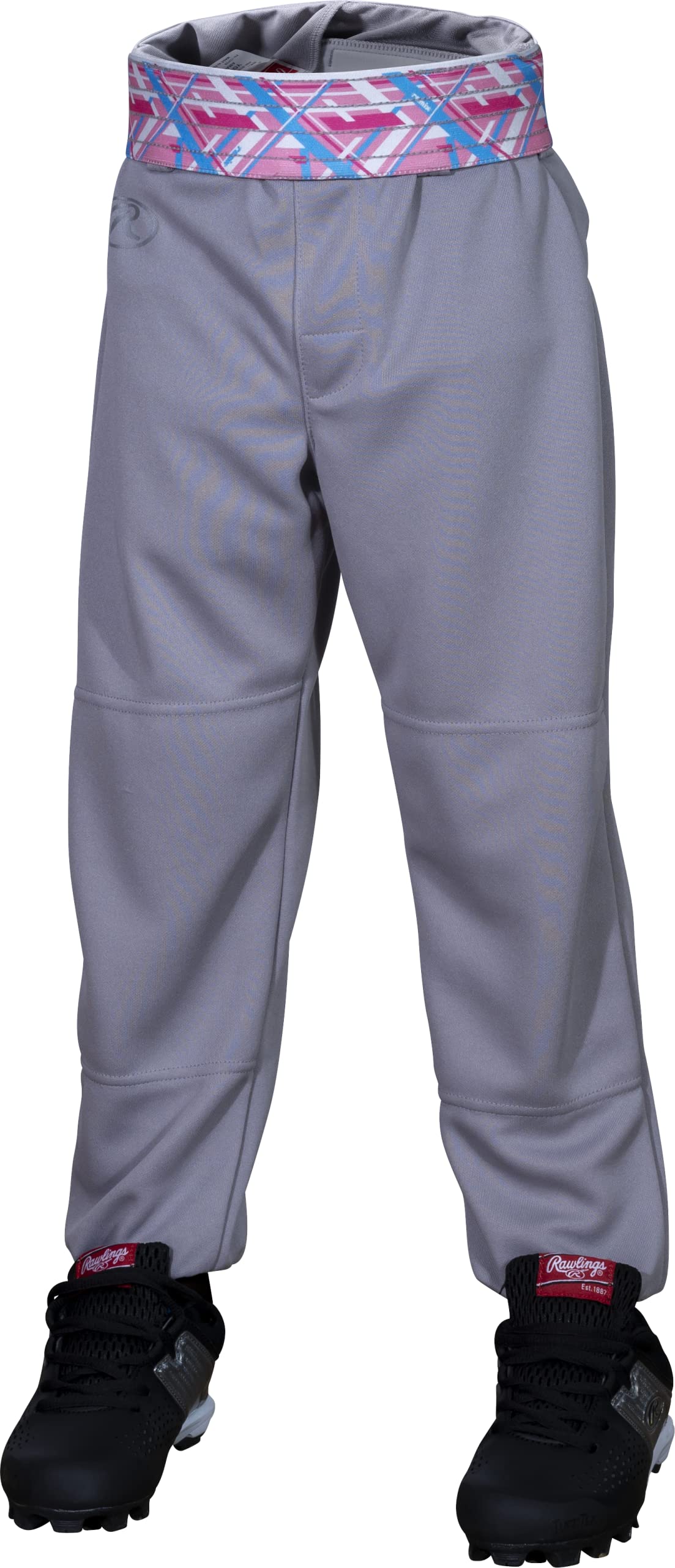 Rawlings REMIX | T-Ball & Youth Baseball & Softball | Game/Practice Pants | Grey/Pink | Small