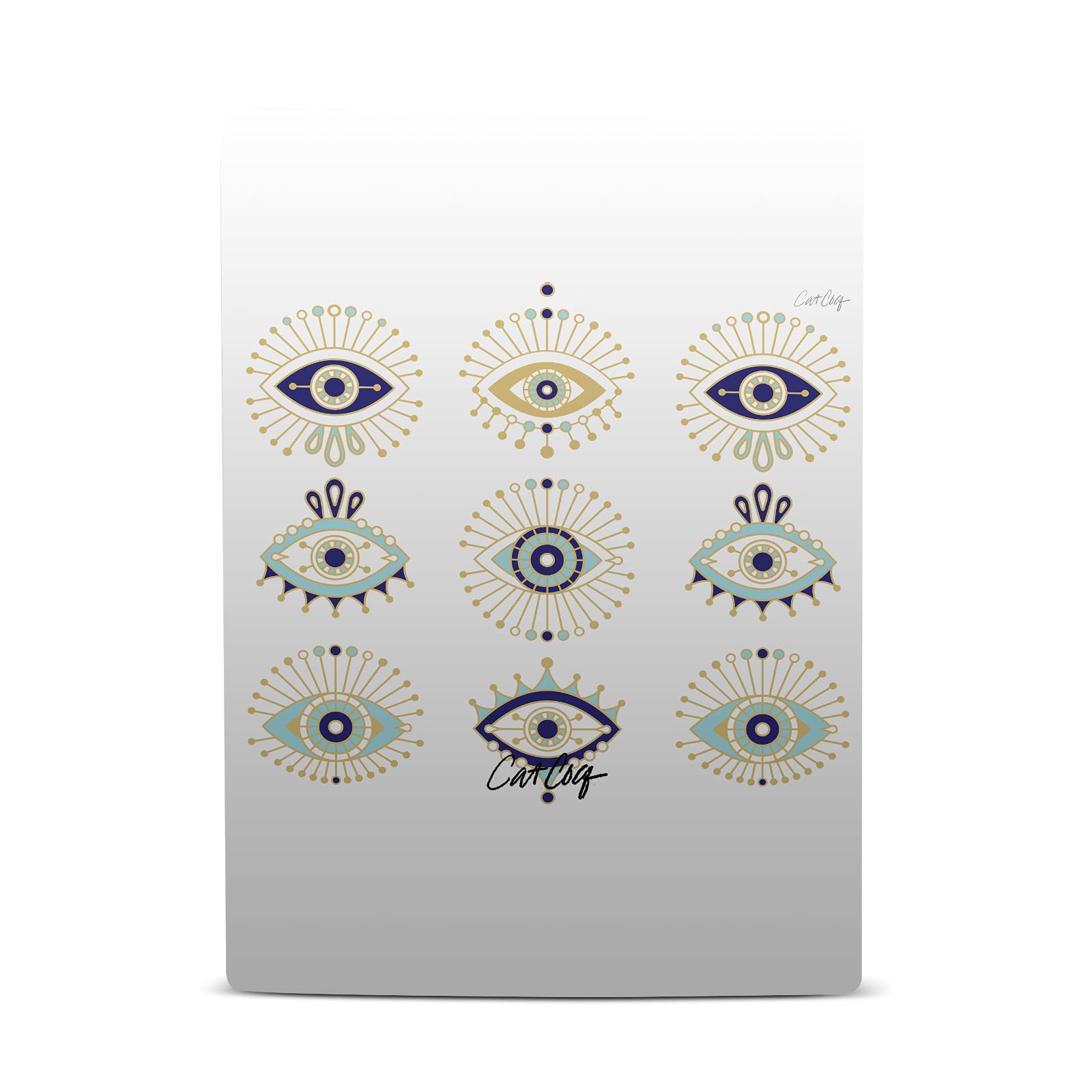 Head Case Designs Officially Licensed Cat Coquillette Blue Gold Art Mix Vinyl Faceplate Gaming Skin Decal Compatible With Sony PlayStation 5 PS5 Digital Edition Console and DualSense Controller