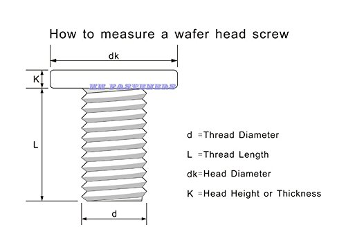 HH FASTENERS M2 x 12mm Wafer Head Machine Screws,Laptop Screws,Head Dia.5mm,Metric,Right Hand,Pack of 50