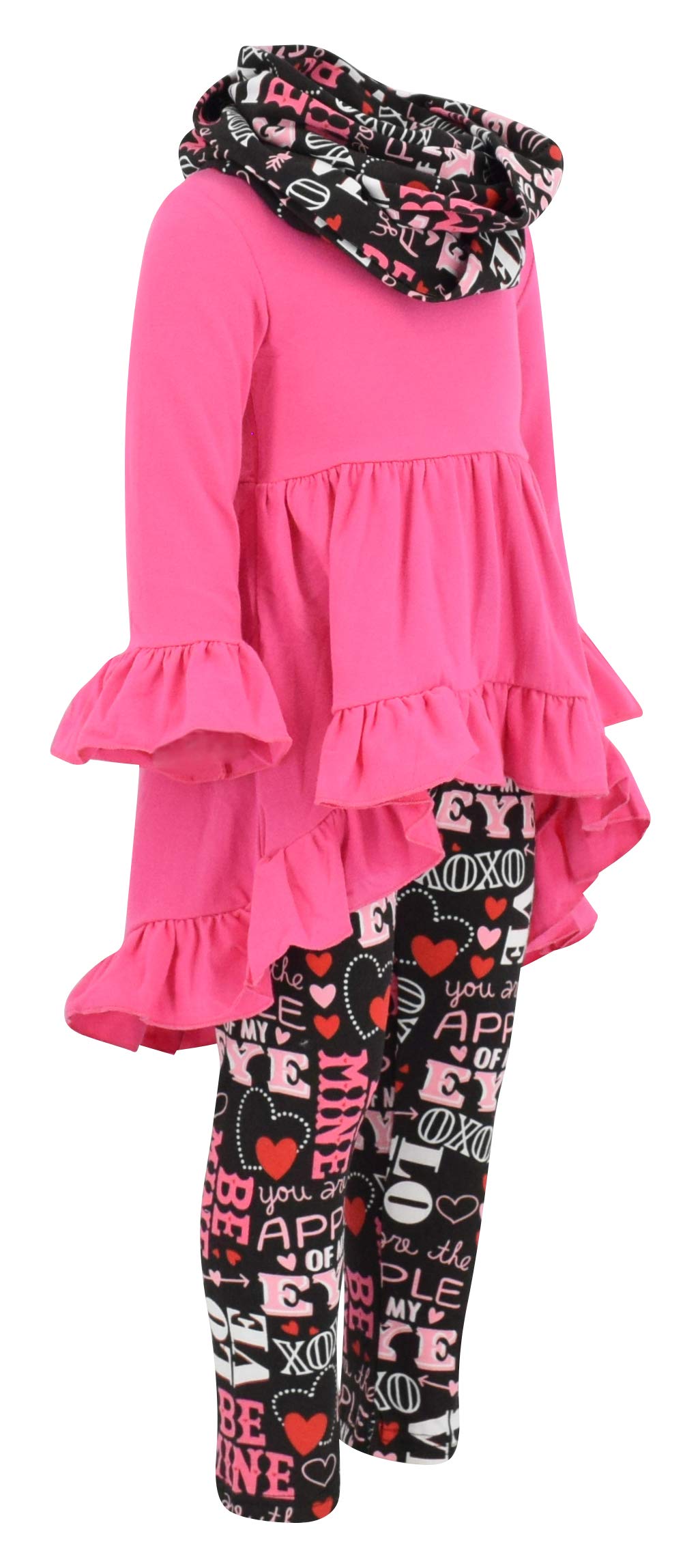 Unique Baby Girls Valentines Day Toddler Outfit Ruffle Top Legging Set (7 Years, Pink)