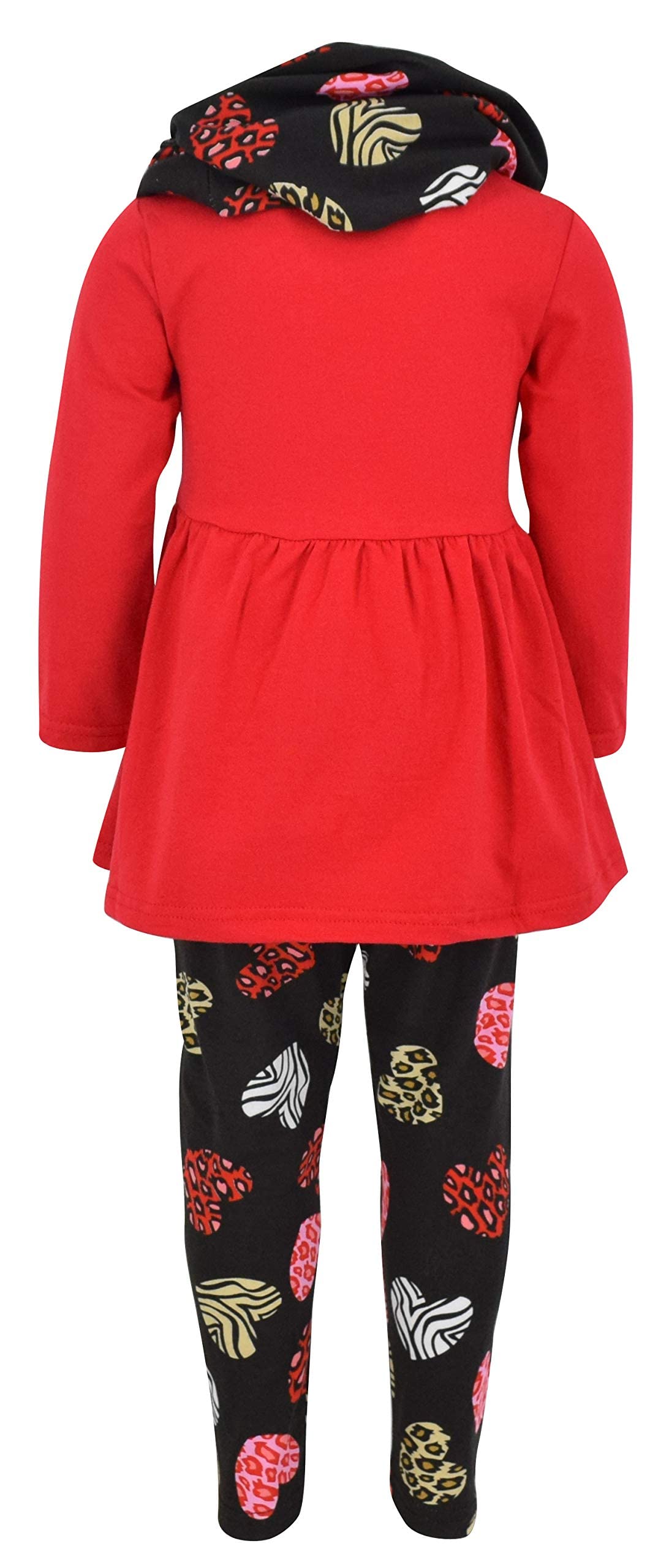 Unique Baby Girls Valentines Day Toddler Animal Print Hearts Legging Set Outfit (7 Years, Red)
