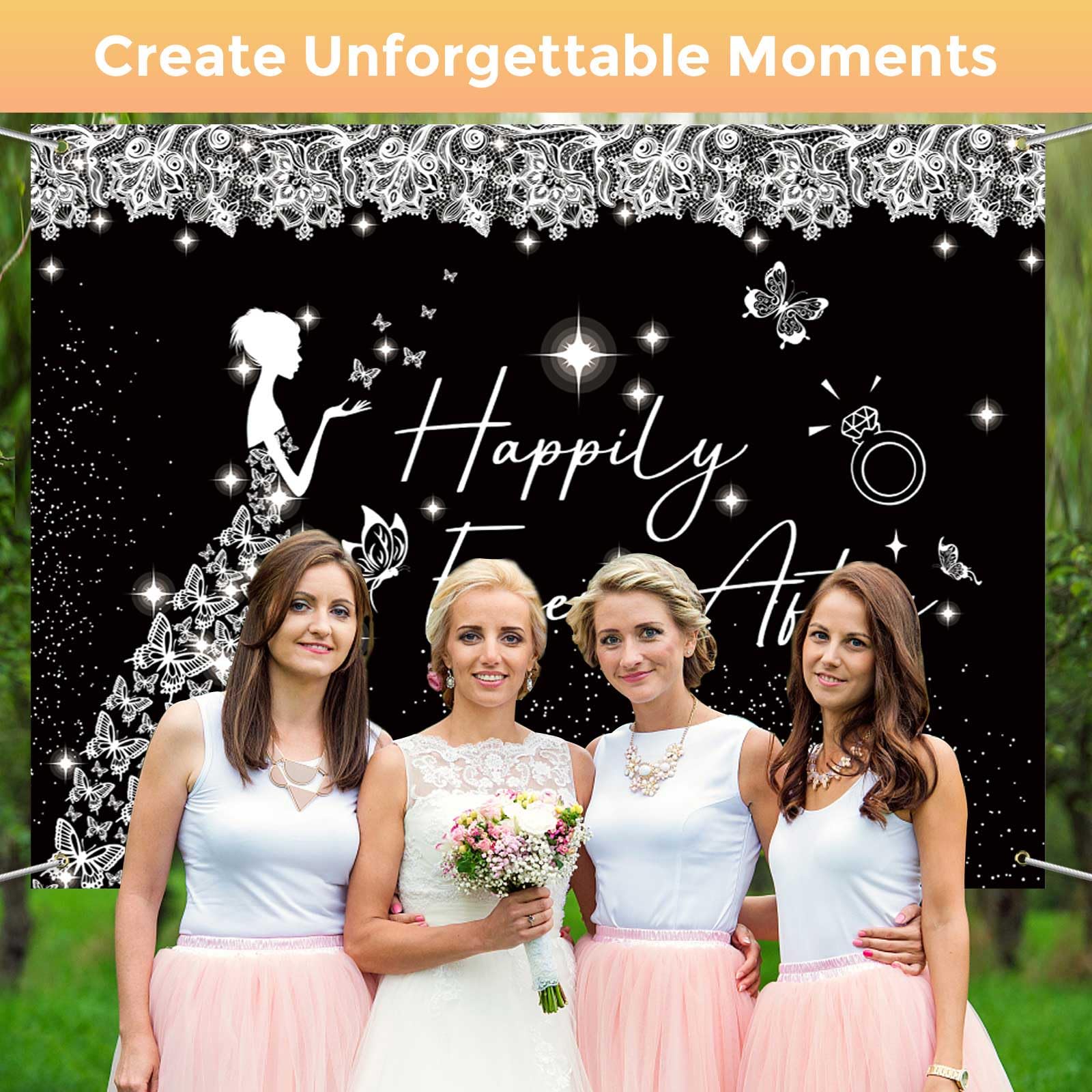 Rimbol Elegant Wedding Shower Background, Bridal Gown Silhouette Background 4.5x6ft Suitable for Wedding Engagement Parties