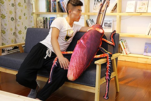 Creative Cockroach Plush Pillow 3D Animal Insect Stuffed Throw Pillow Funny Home Sofa Car Decoration Play Toy Doll Unique Birthday Gift (55 CM=21.5 in)