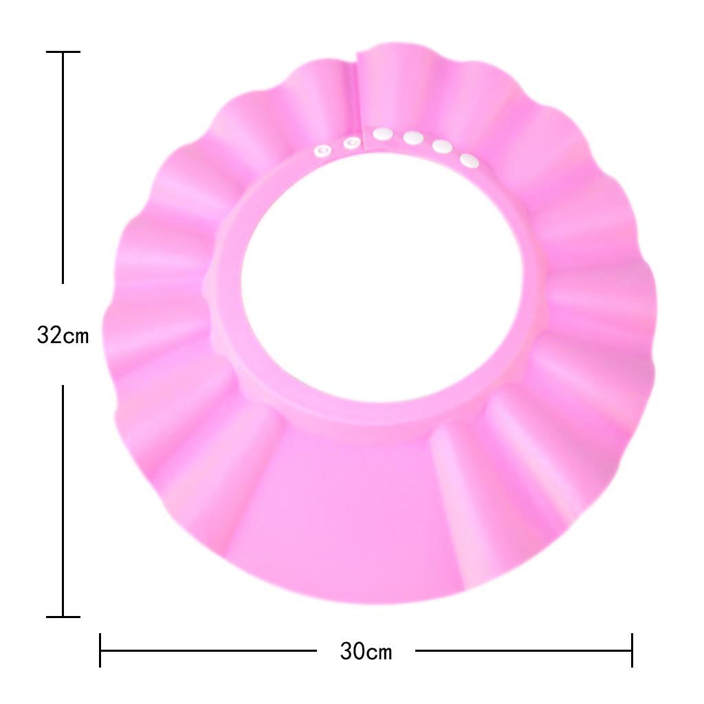 HOOYEE Safe Shampoo Shower Bathing Protection Bath Cap Soft Adjustable Visor Hat for Toddler, Baby, Kids, Children (pink)