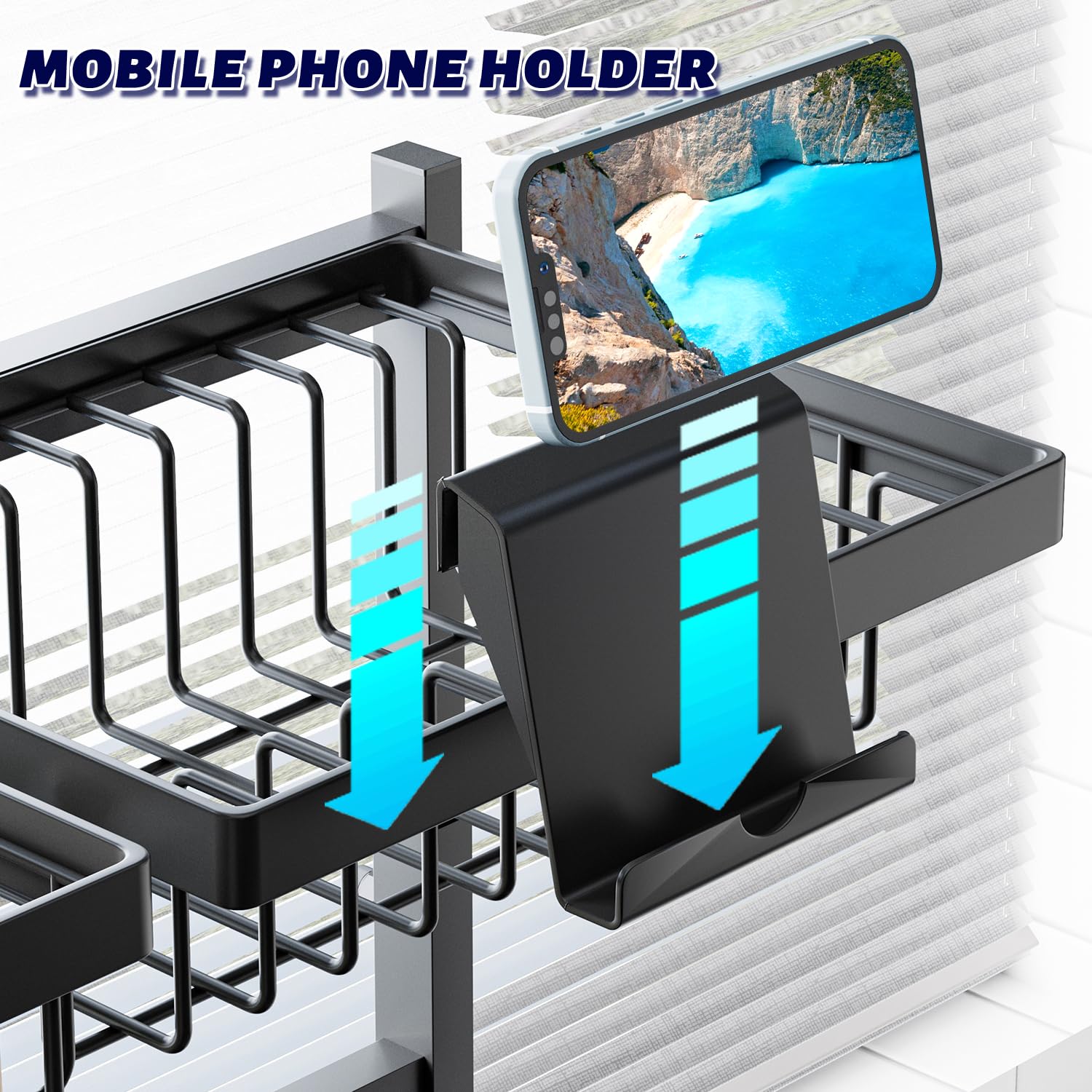 ADBIU Over The Sink Dish Drying Rack (Expandable Height and Length) Snap-On Design 2 Tier Large Dish Rack