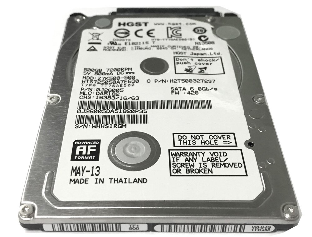 HGST Travelstar 2.5-Inch 500GB 7200RPM SATA III 32MB Cache SATA 6Gbps Internal Bare or OEM Drives (HTS725050B7E630)