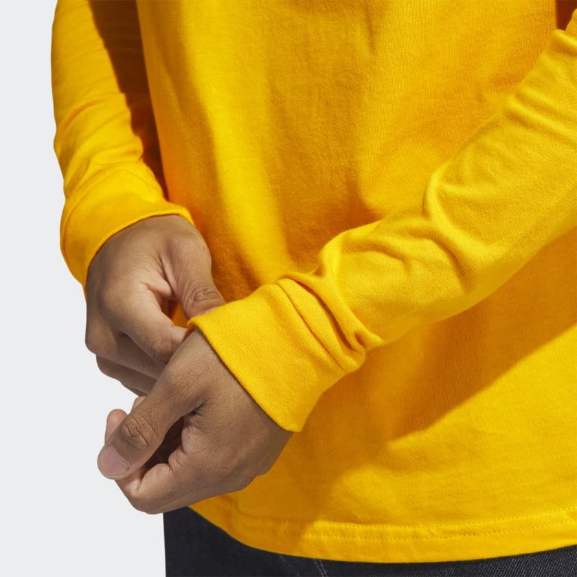 adidas Amplifier Long Sleeve Badge of Sport Tee Men's, Yellow, Size XL