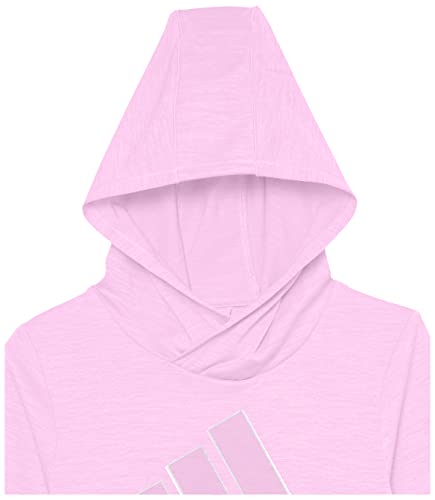 adidas Girls' Long Sleeve AEROREADY Mélange Hooded Top, Clear Lilac Heather, 4T