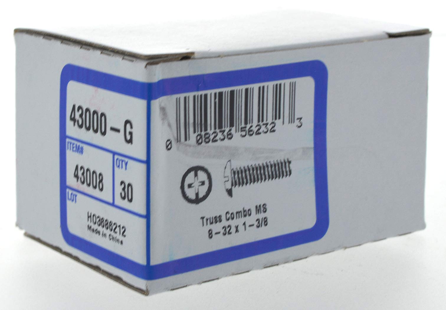Hillman 43008 8-32 x 1-3/8-Inch Truss Combo Head Machine Screw, Zinc, 30-Pack