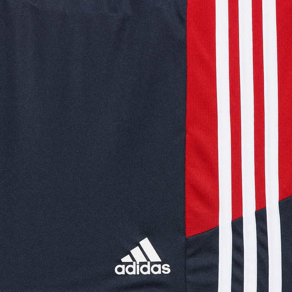 adidas Mens 3 Stripe Shorts with Zipper Pockets (Black/Grey Six/White, Large)
