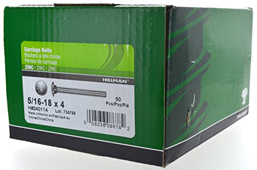 HILLMAN FASTENER 240114 5/16-18X4 Carriage Bolt, 5/16 x 4-Inch