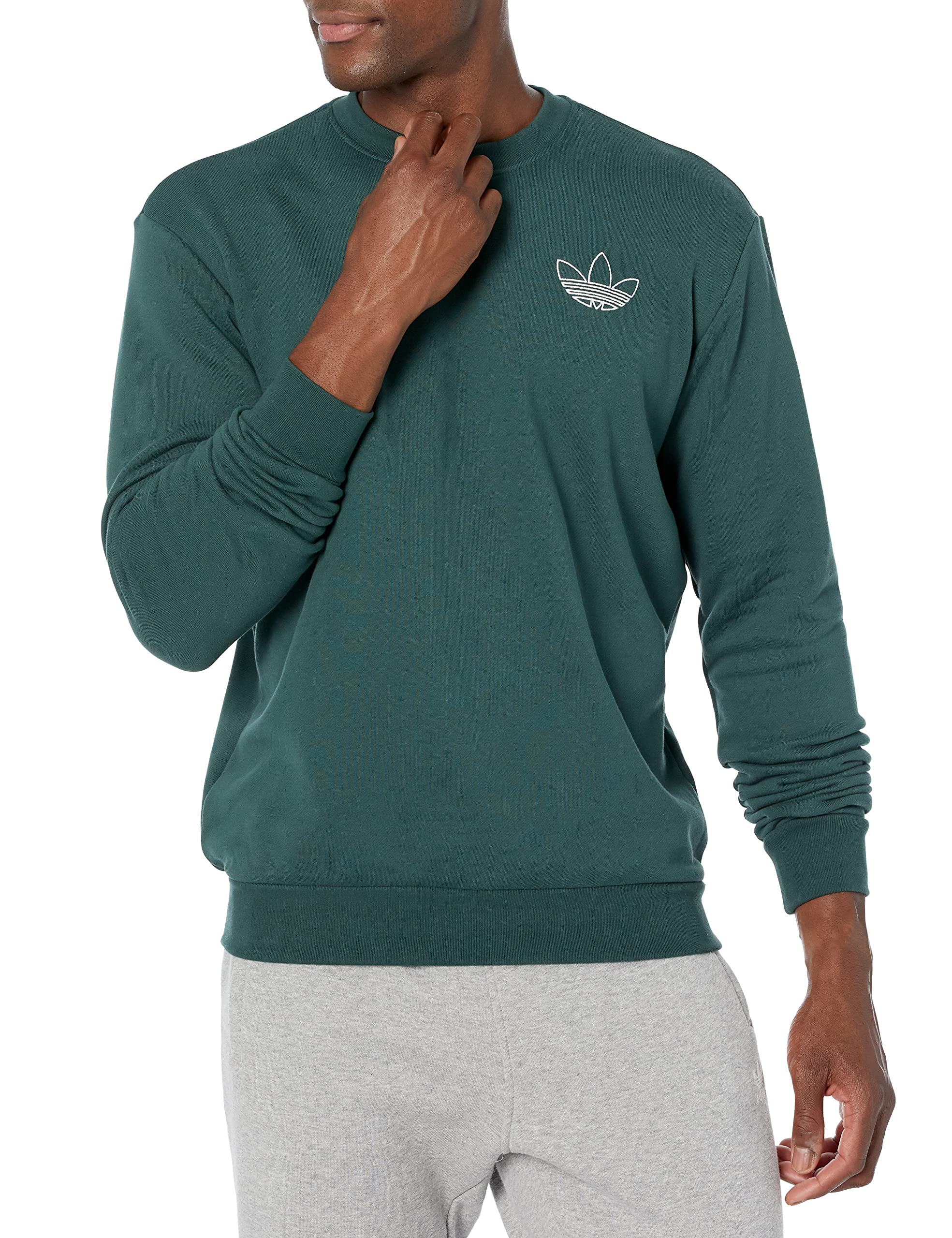 adidas Originals Men's Trefoil Series Crew Style, Mineral Green, Medium
