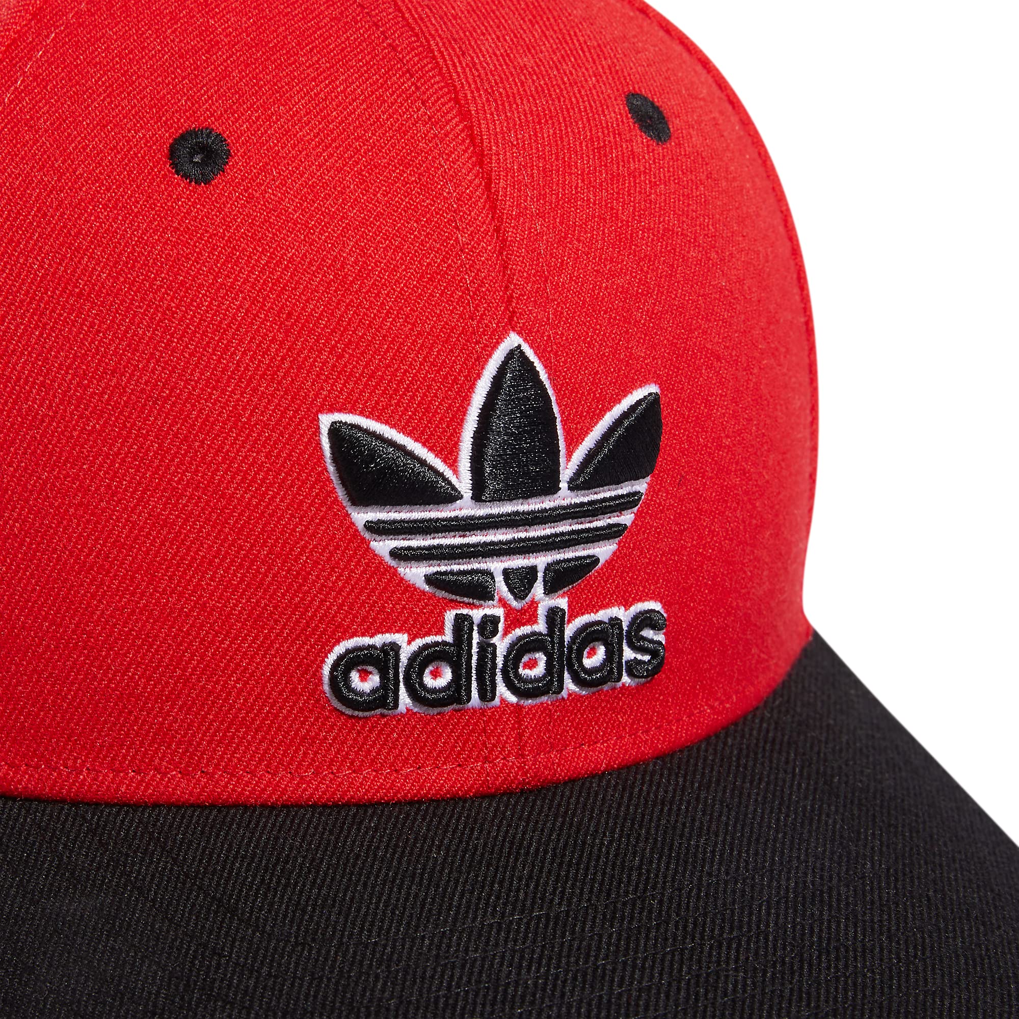 adidas Originals Men's Modern High Crown Structured Pre-Curve Brim Snapback Adjustable Fit Hat, Black/Black/Black, One Size