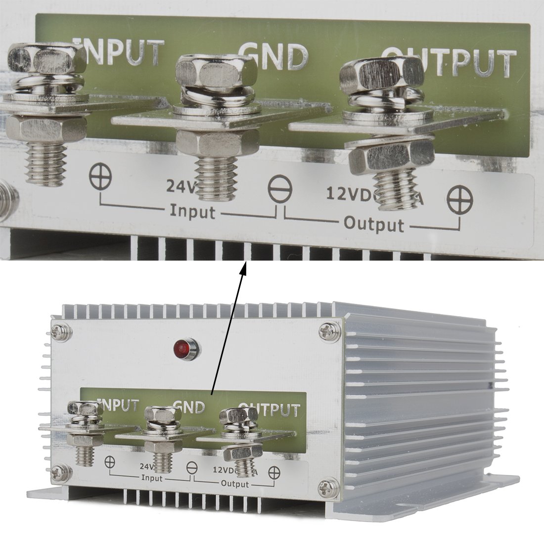 uxcell Voltage Converter Regulator DC 24V to DC 12V 60A 720W Truck Power Transformer