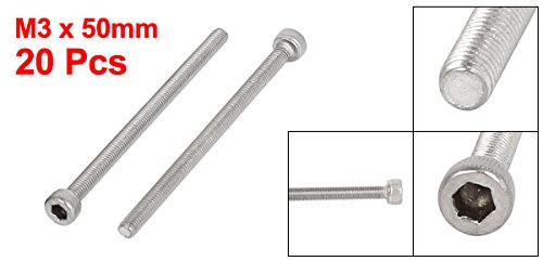 uxcell® M3x50mm 0.5mm Pitch Bolts Socket Cap Head Hex Key Screws 20pcs