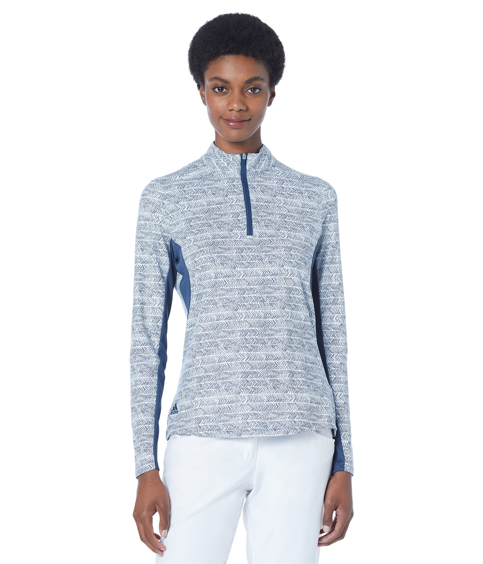 adidas Women's Standard Ultimate365 Long Sleeve Print Polo Shirt, Crew Navy, X-Large