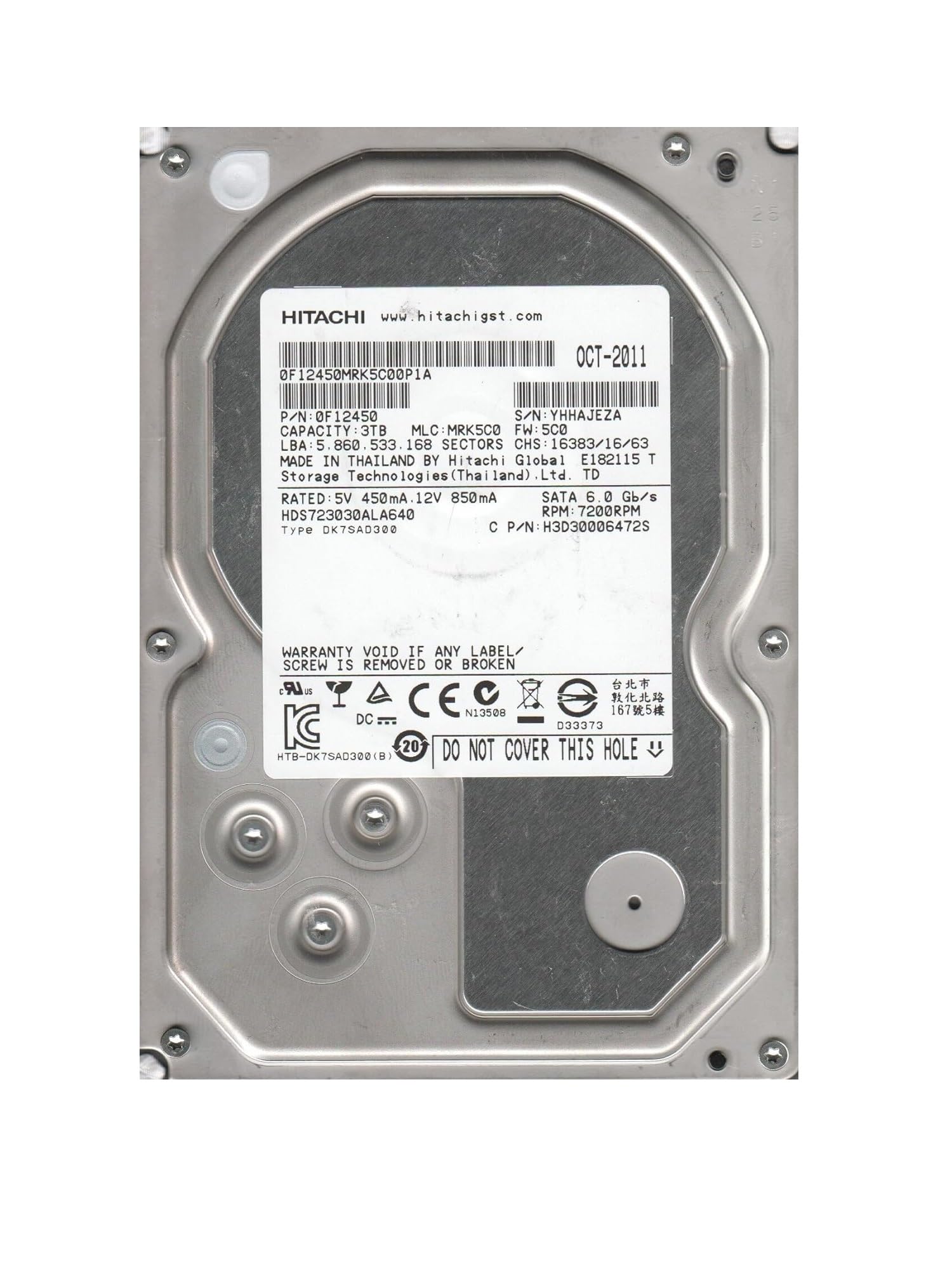 Hitachi, Deskstar 7K3000 HDS723030ALA640 3 TB Internal Hard Drive (Catalog Category: Computer Technology/Storage Components)
