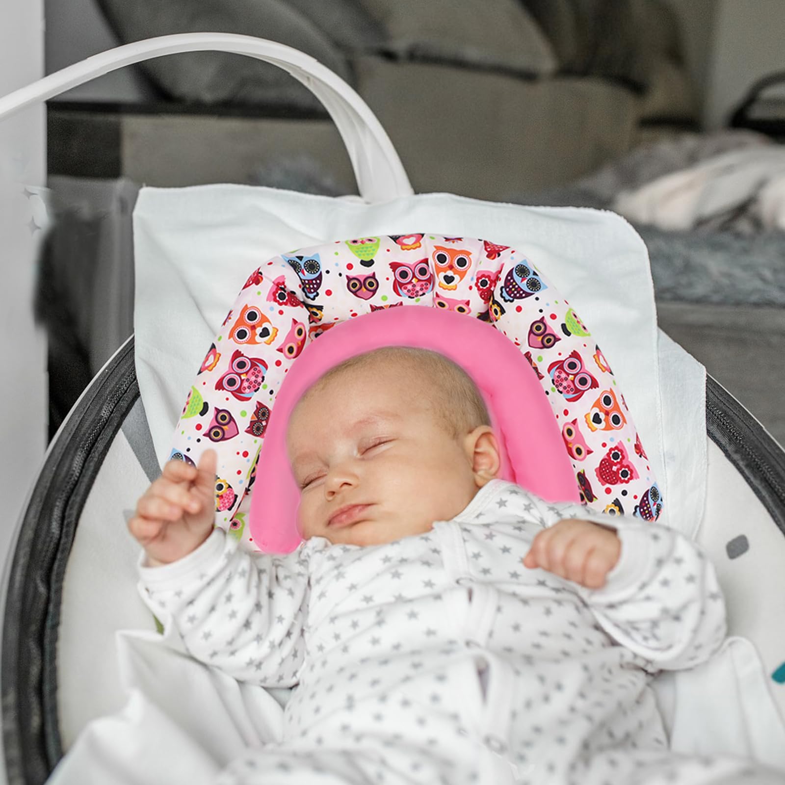 KAKIBLIN Toddler Head Support for Car Seat, Infant Car Seat Insert, Baby Soft Neck and Body Support Pillow for Carseat, Pink