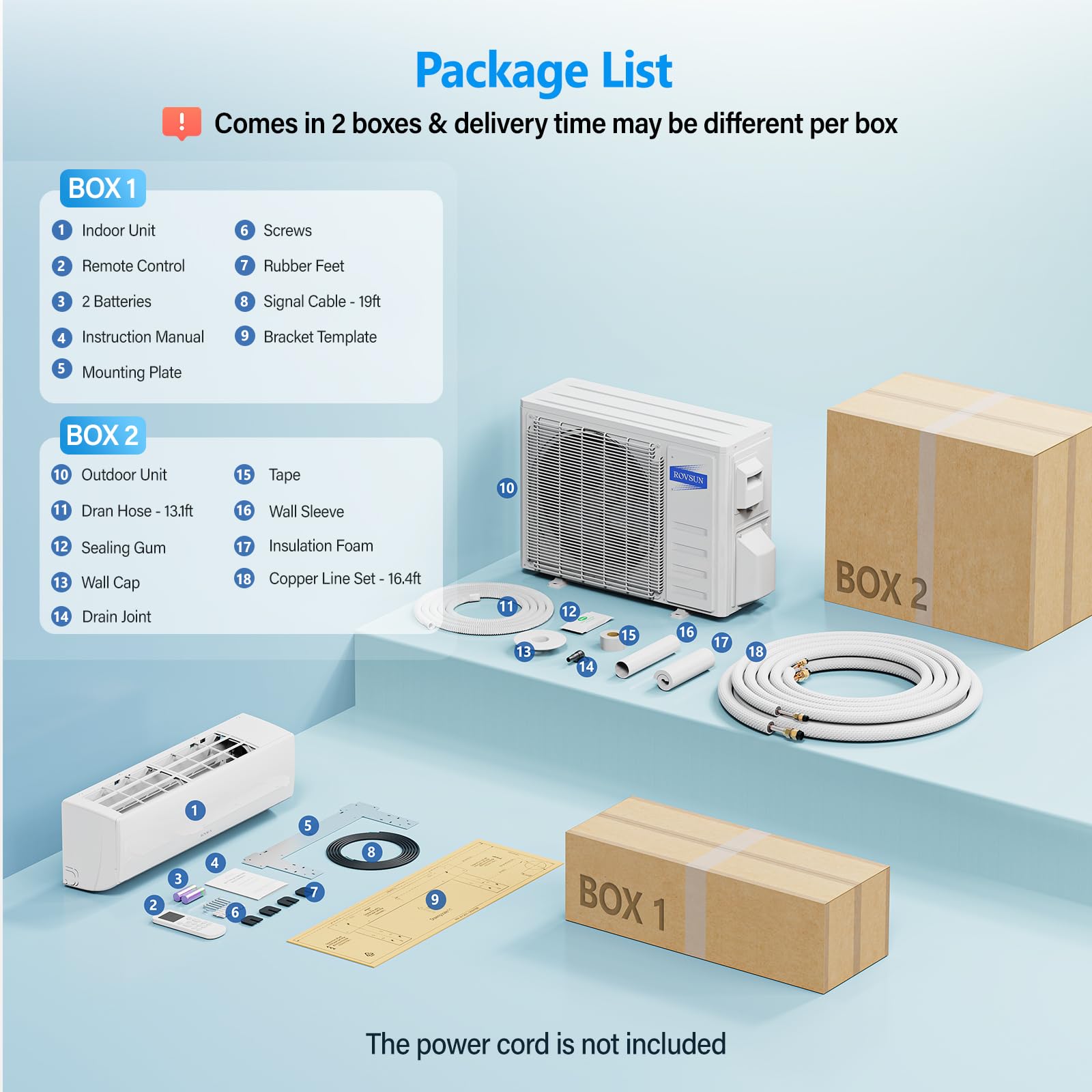 ROVSUN 18,000 BTU 19 SEER Mini Split Air Conditioner with Inverter Technology, 230V/60Hz, AHRI Certified, Eco-Friendly, Smart Operation, Quiet Cooler & Heater, Customer Care