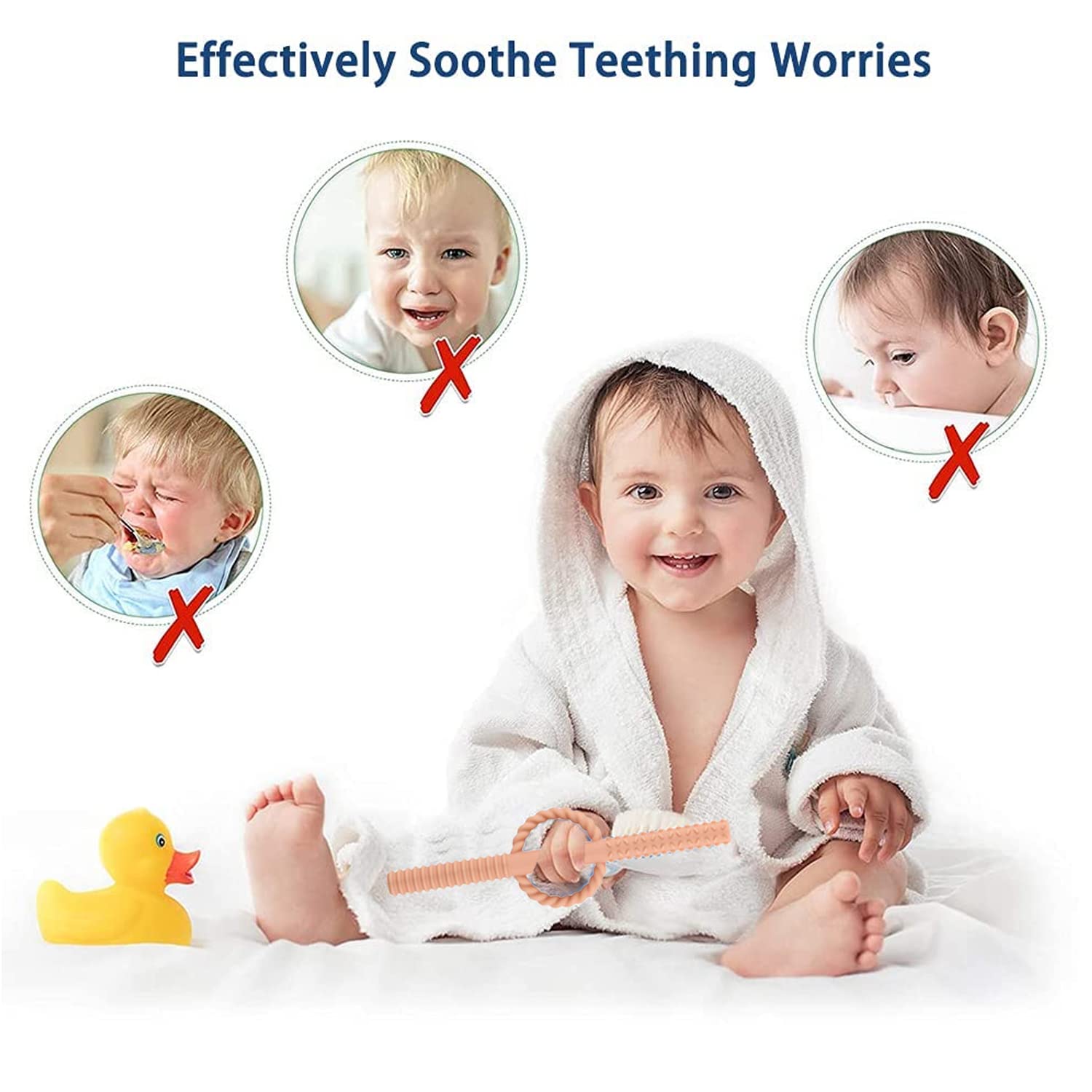 Hollow Hand Teether Tubes for Baby, Silicone Baby Relief Teething Toy, Chewy Tubes Toys 3-6 Months, Teething Straws for Toddlers