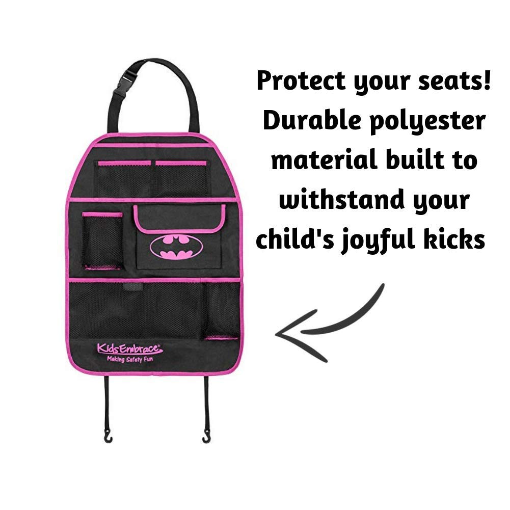 KidsEmbrace Batman Back Seat Organizer, DC Comics Batgirl Deluxe 6 Pockets, Pink