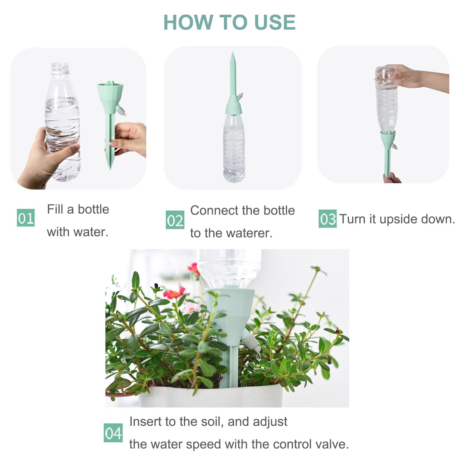 Adjustable Self Watering Spikes Planter Insert Stakes Automatic for Garden Potted Plant Drip Irrigation Device with Slow Release Control Indoor Outdoor Vacation While Away Set of 12
