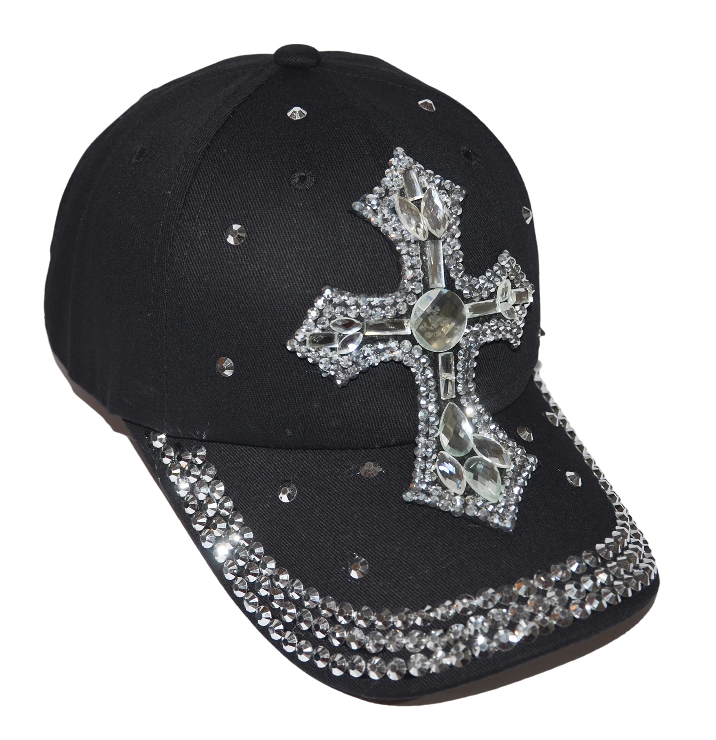Popfizzy Bling Baseball Cap for Women and Girls, Fun Bedazzled Hats, Shiny Rhinestone Denim and Diamond Hat, Sparkly Gifts