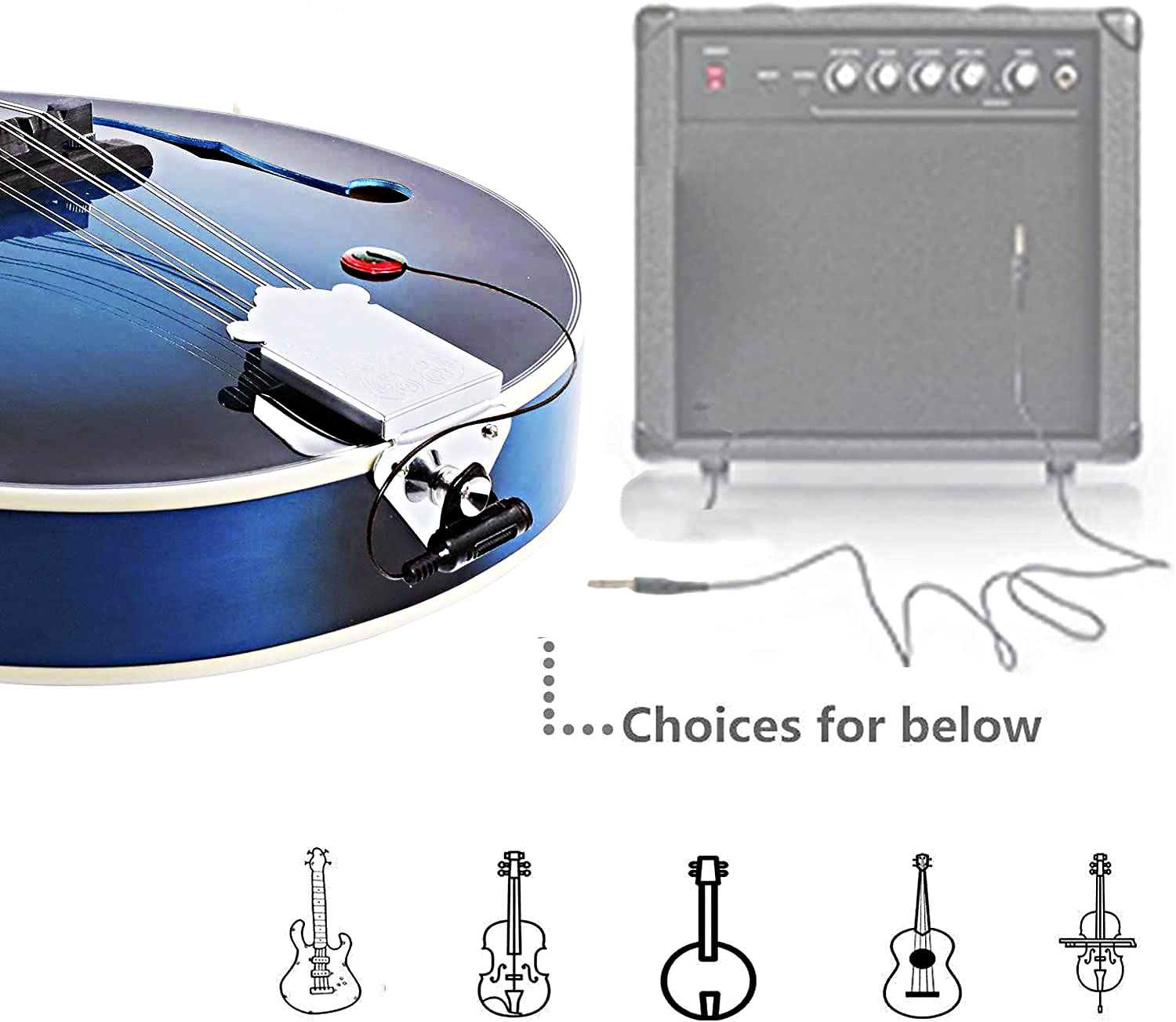 ADM Acoustic Mandolin Instrument Kit Music A Style for Kids Students Adults Wood Mandolins Beginner Set With Bag, Tuner, EQ, Strap, Strings, Picks and Hanger, Blue