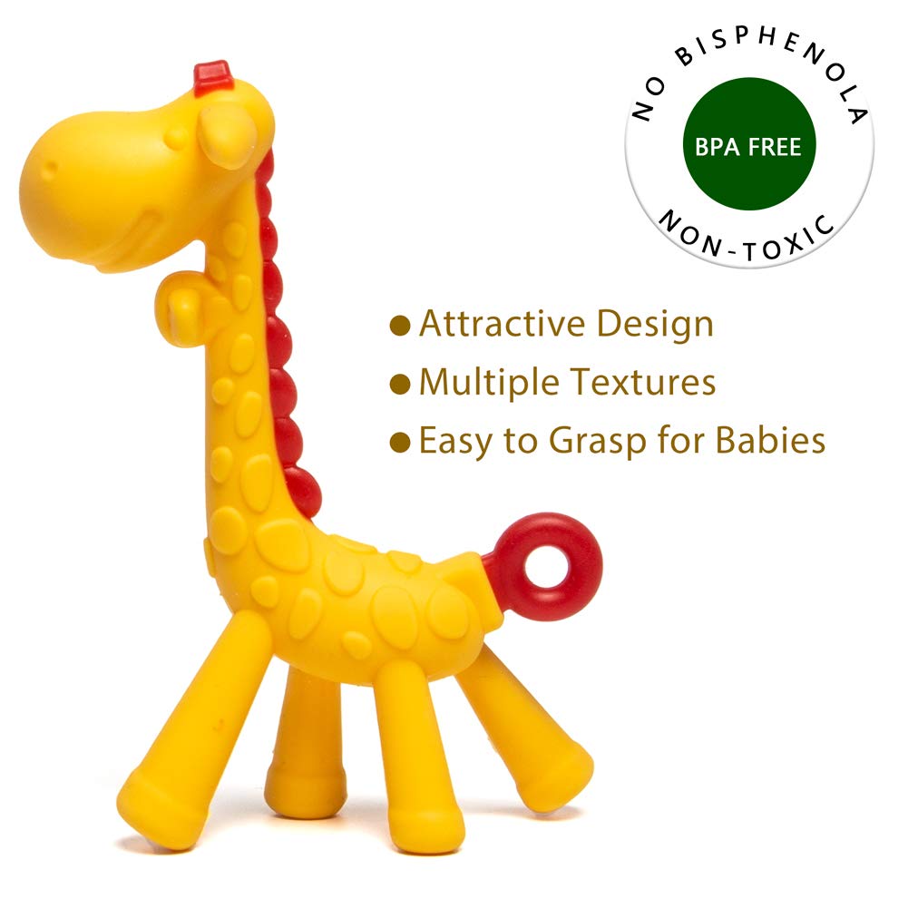 HONGTEYA Teething Toys for Babies 0-6 Months 6-12 Months 6 Pack- 4 Teethers, 2 Fruit Feeders for Newborn Infants BPA Free Natural Organic Freezer Silicone Baby Teethers Set(Pink)