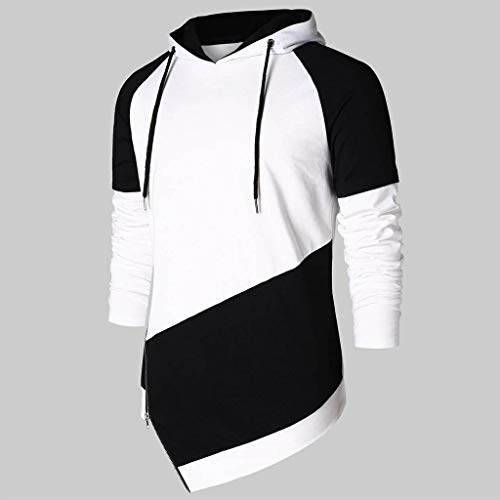 Hoodies for Men Thenlian Man Autumn Spring Patchwork Long Sleeve Hoodies Sweatshirt Blouse Shirt(Black, XL)