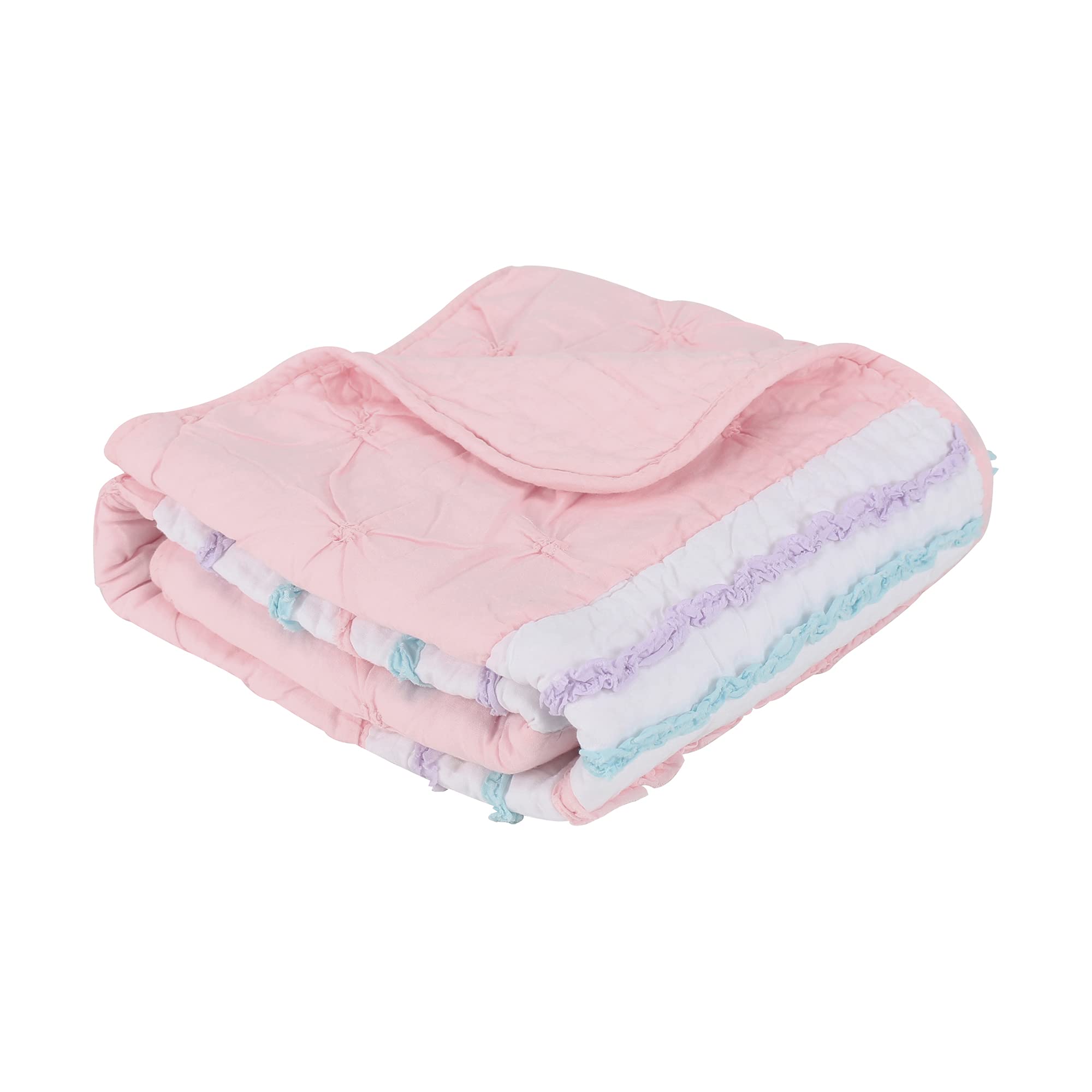 Levtex Bobbi Toddler Set- Kids Bedding, Pink,Teal,Lavender, Stripes - Reversible Quilt