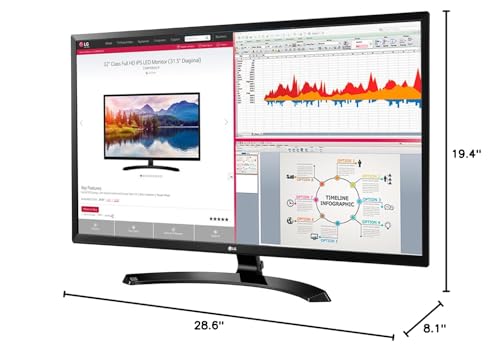LG 32MA68HY-P 32-Inch FHD 1080p IPS Monitor with Display Port and HDMI Inputs
