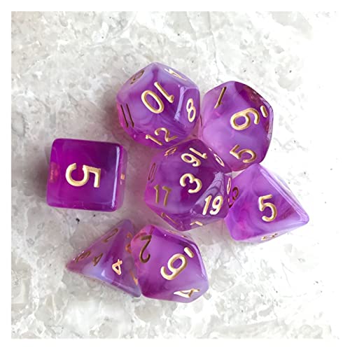 ZYM305 7PCS/LOT Acrylic Transparent Dice 5 Kinds Option Digital Dice Game Accessories Set Games Dice (Color : 4)