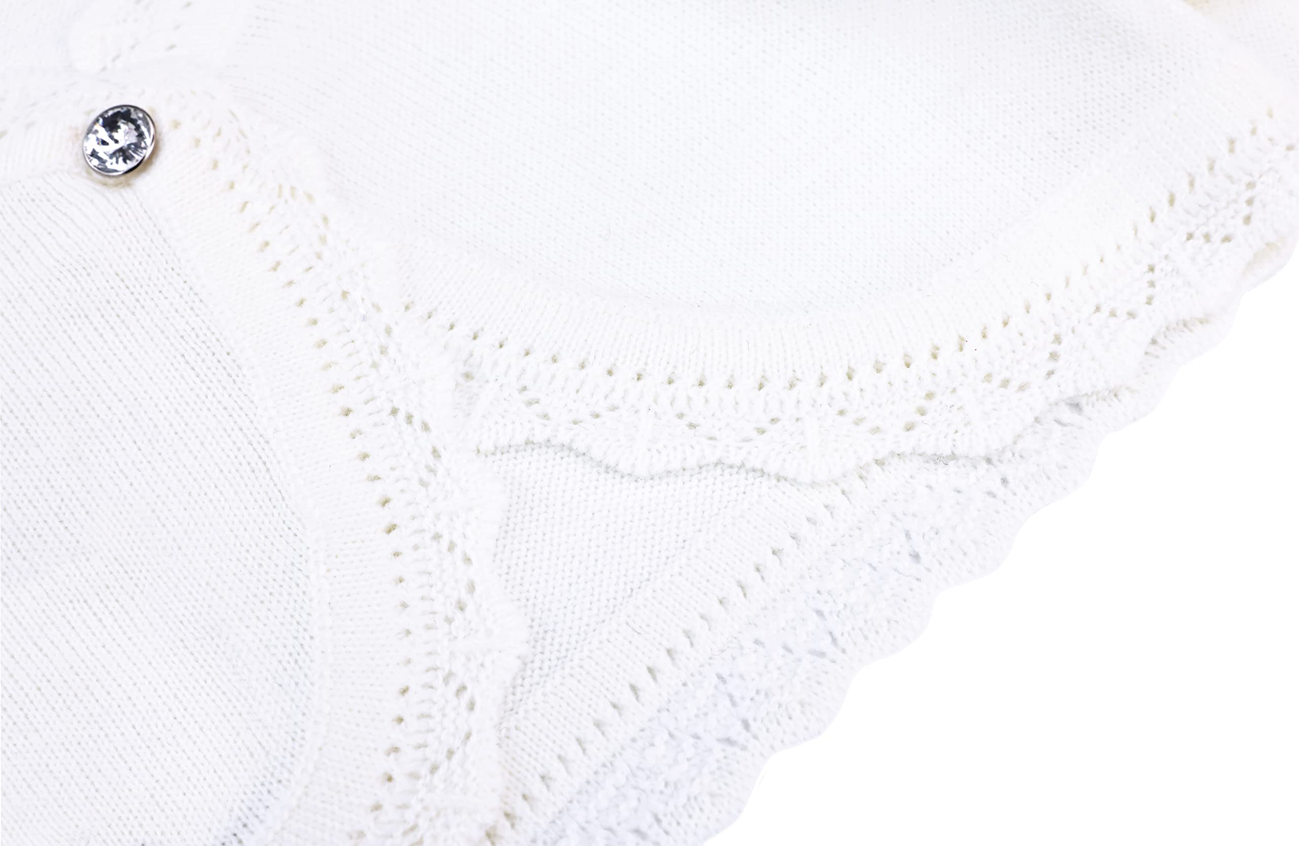 Lilax Baby Girls' Knit Long Sleeve Button Closure Bolero Cardigan Shrug 12-18 Months White