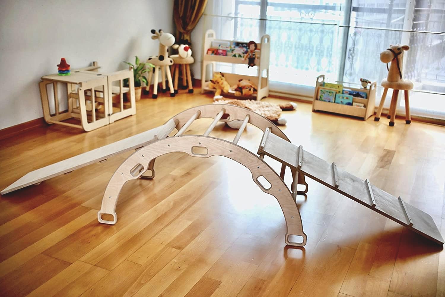 Kidodido Climbing Set | Triangle & Arch & Two Ramp Full Set | Montessori Climbing Jungle Set | Climbing Triangle & Arch Set with Two Ramp | Climbing Set for Children's Rooms | Indoor Playground